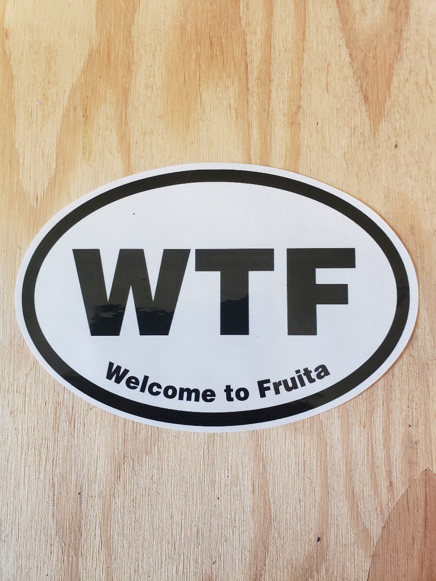 Fruita Colorado WTF (Welcome to Fruita) oval sticker - Elevation Decals